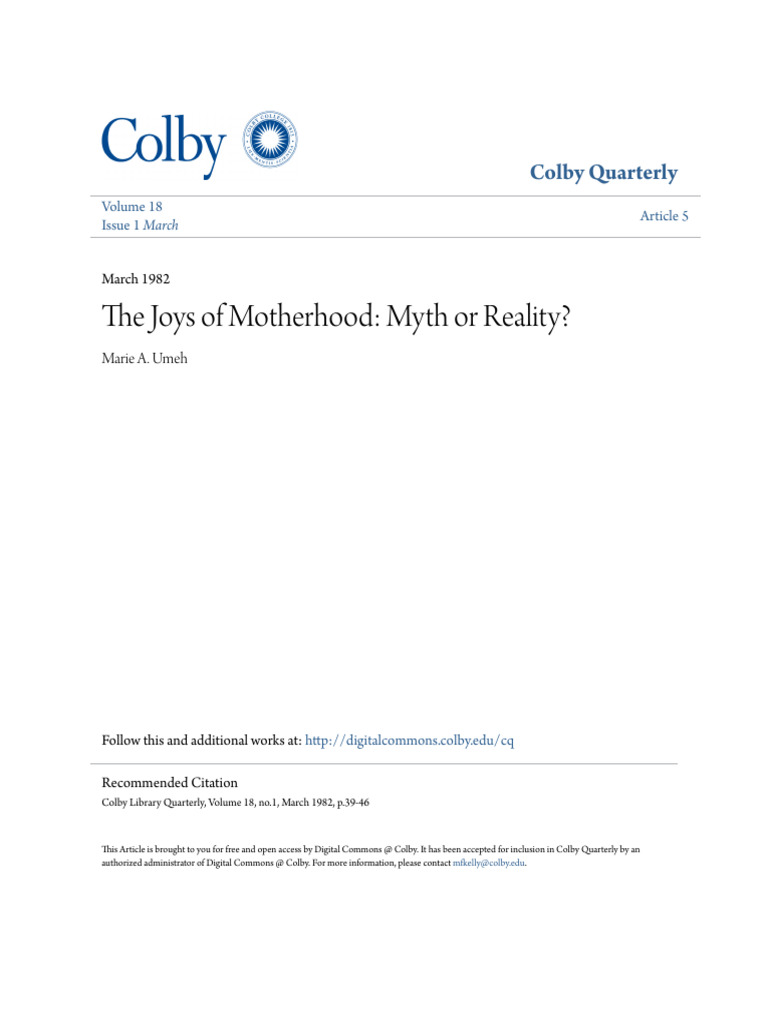 The Joys of Motherhood: Myth vs. Reality | PDF | Mother | Feminism