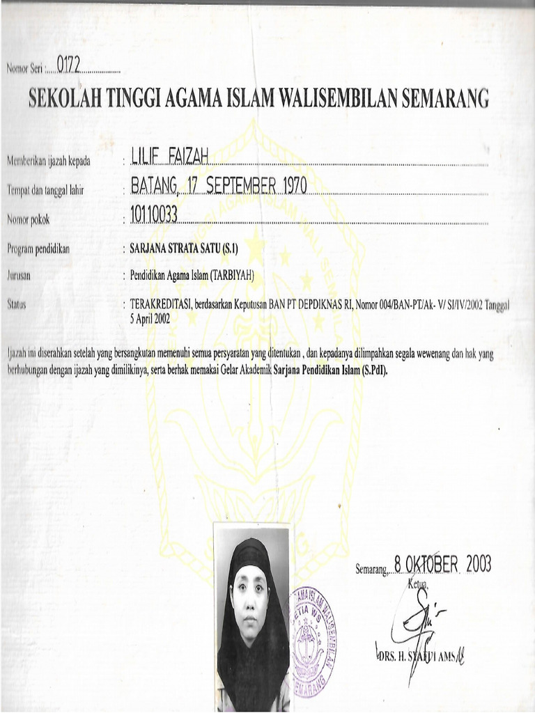 Ijazah S1 Bu Lilif | PDF