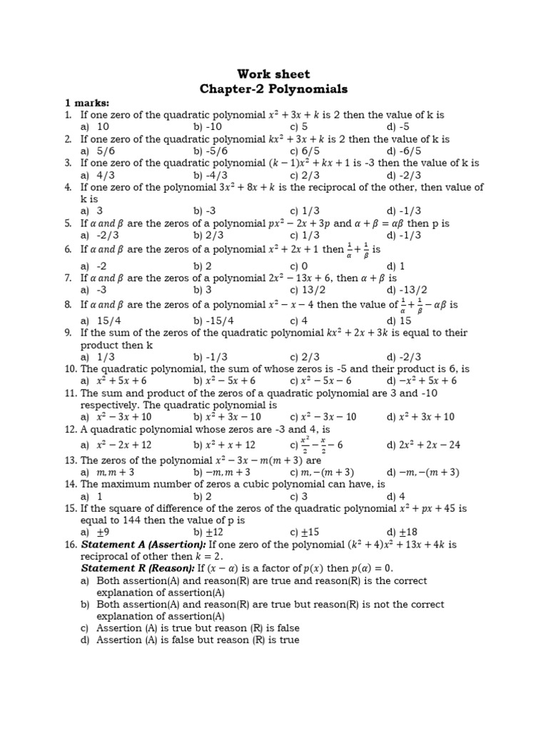 Chapter 2 Polynomials | PDF | Polynomial | Zero Of A Function Chapter 2 Polynomials | PDF | Polynomial | Zero Of A Function