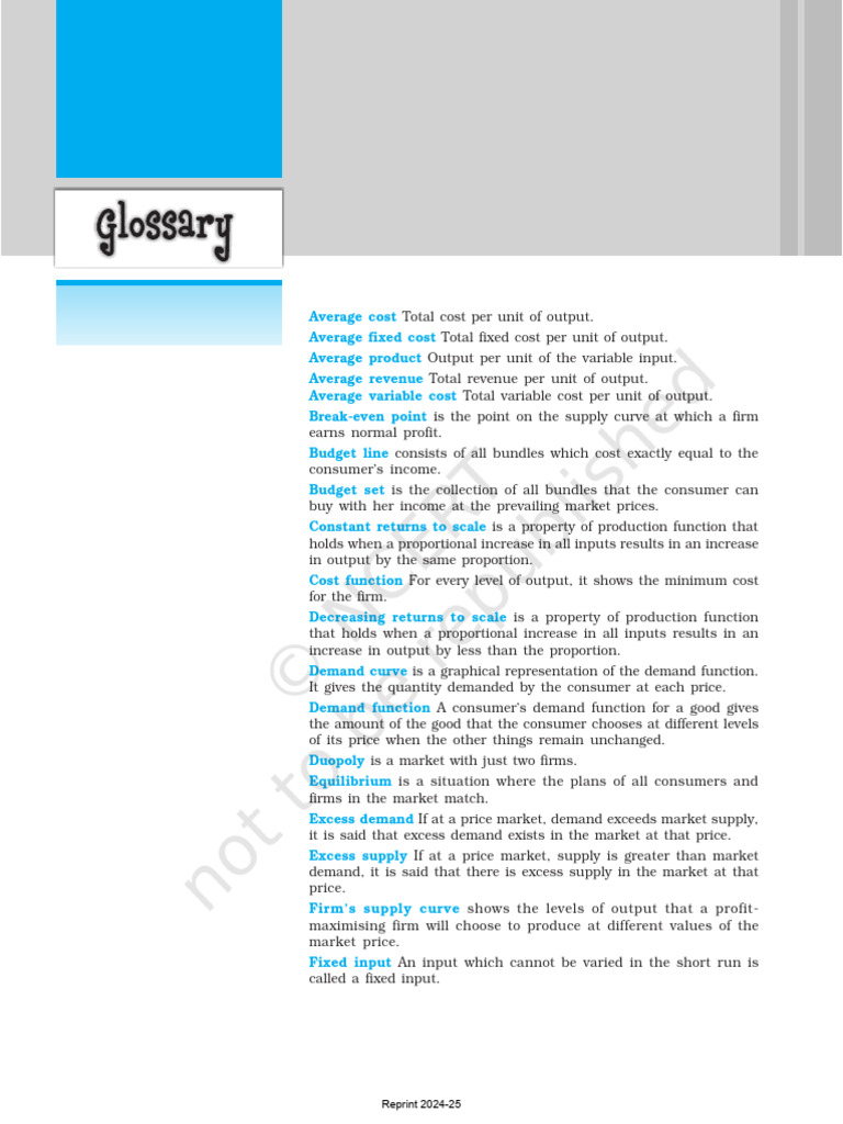 Glossary | PDF | Demand | Production Function