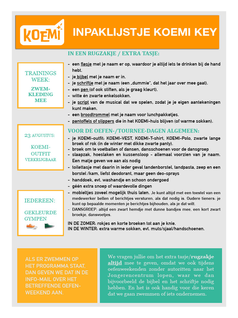 Inpaklijstje KOEMI KEY 202324 | PDF