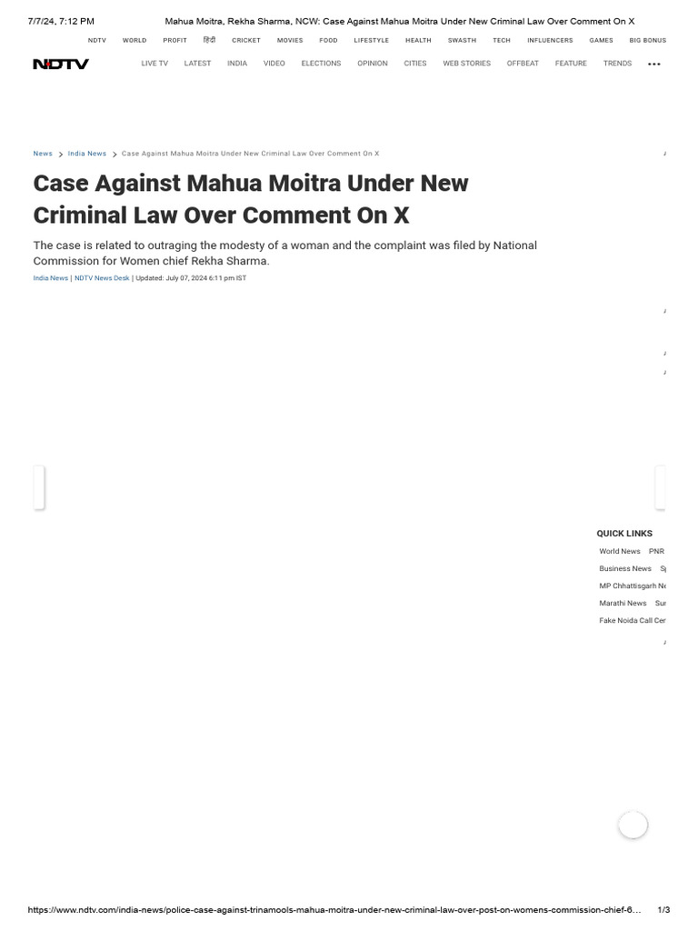 Mahua Moitra, Rekha Sharma, NCW - Case Against Mahua Moitra Under New ... Mahua Moitra, Rekha Sharma, NCW - Case Against Mahua Moitra Under New ...