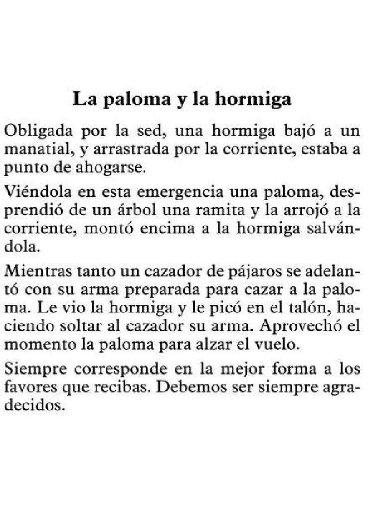 la paloma y la hormiga | PDF
