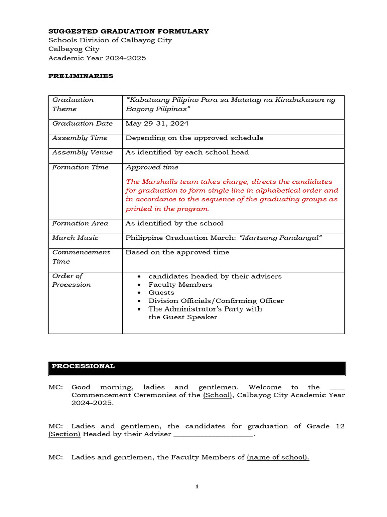 Suggested Graduation Formulary | PDF | Career & Growth