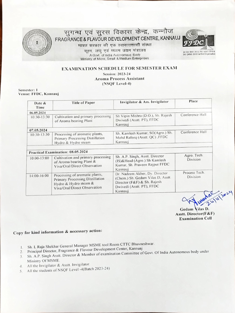Exam Schedule of NSQF Level 4 & NSQF Level 6 | PDF