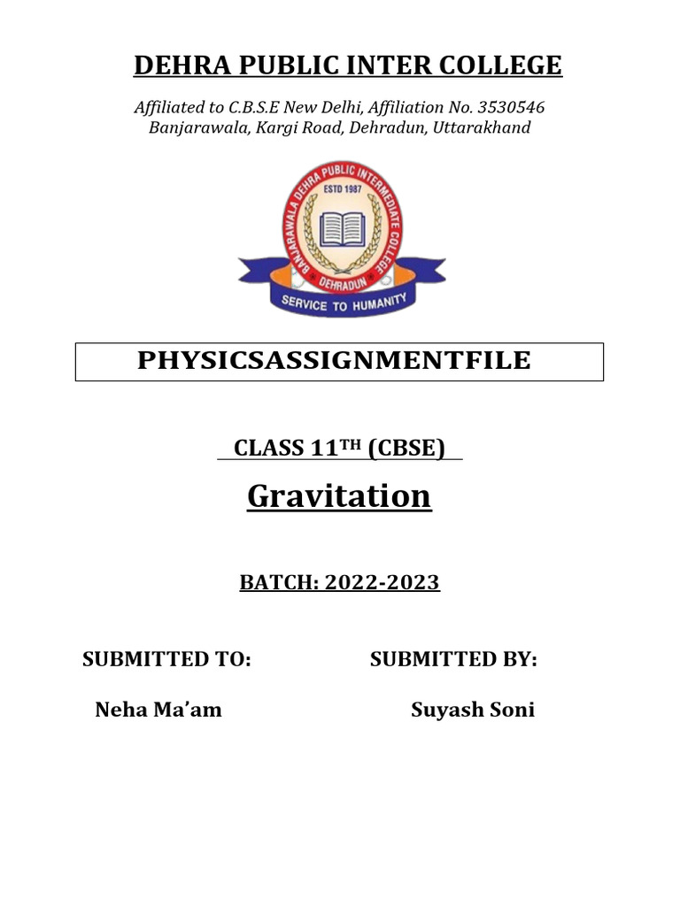Physics Front Page Cbse Half Yearly | PDF
