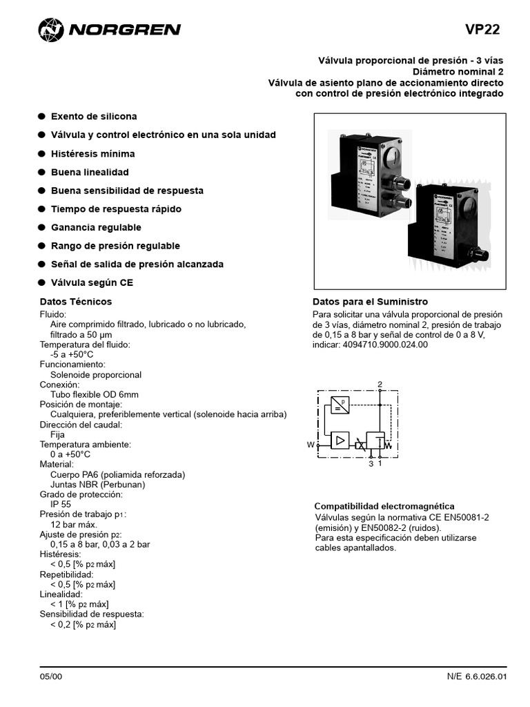 Valvula Proporcional de Presion VP22 Norgren | PDF | Presión | Poco