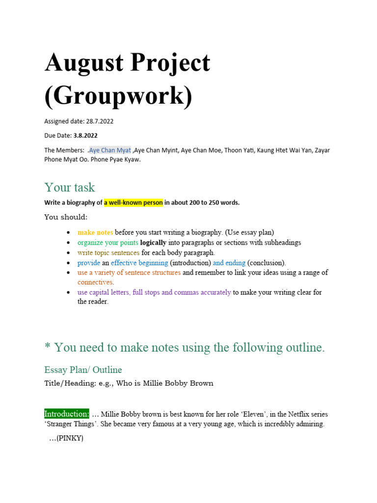 August Project (Biography) | PDF