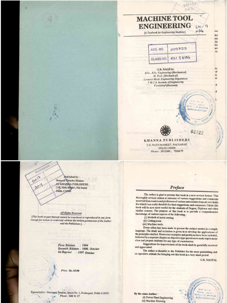 Machine Tool Engineering by GR Nagpal | PDF