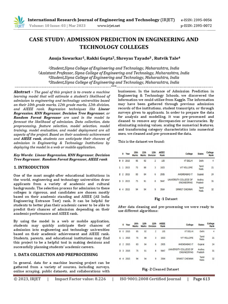 Irjet V10i395 | PDF | Regression Analysis | Dependent And Independent Variables