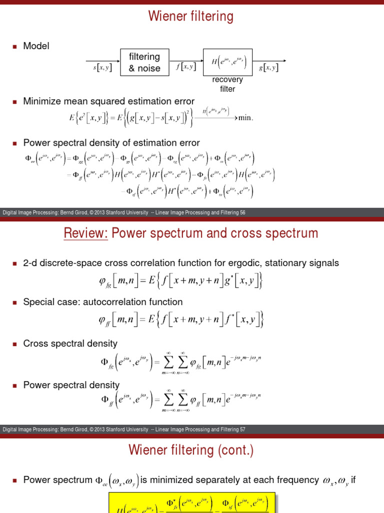 Wiener Filtering | PDF | Spectral Density | Information And Communications Technology