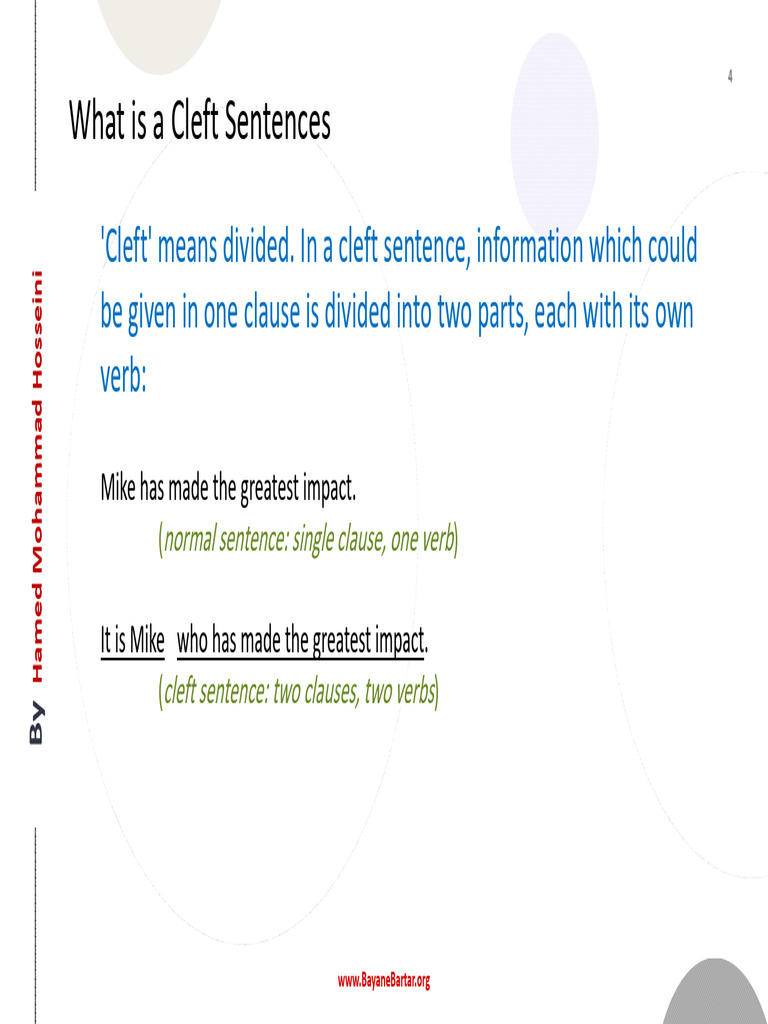 cleft sentences | PDF | Sentence (Linguistics) | Verb