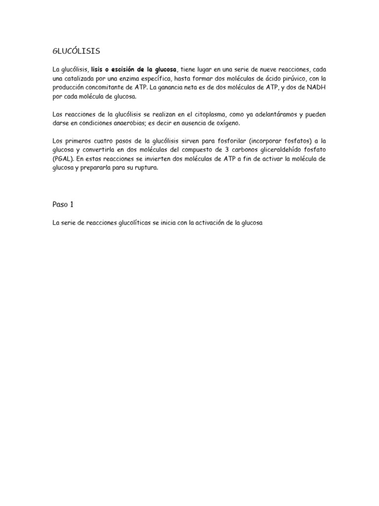 Glucolisis Con Resumen de ATP | PDF | Trifosfato de adenosina ...
