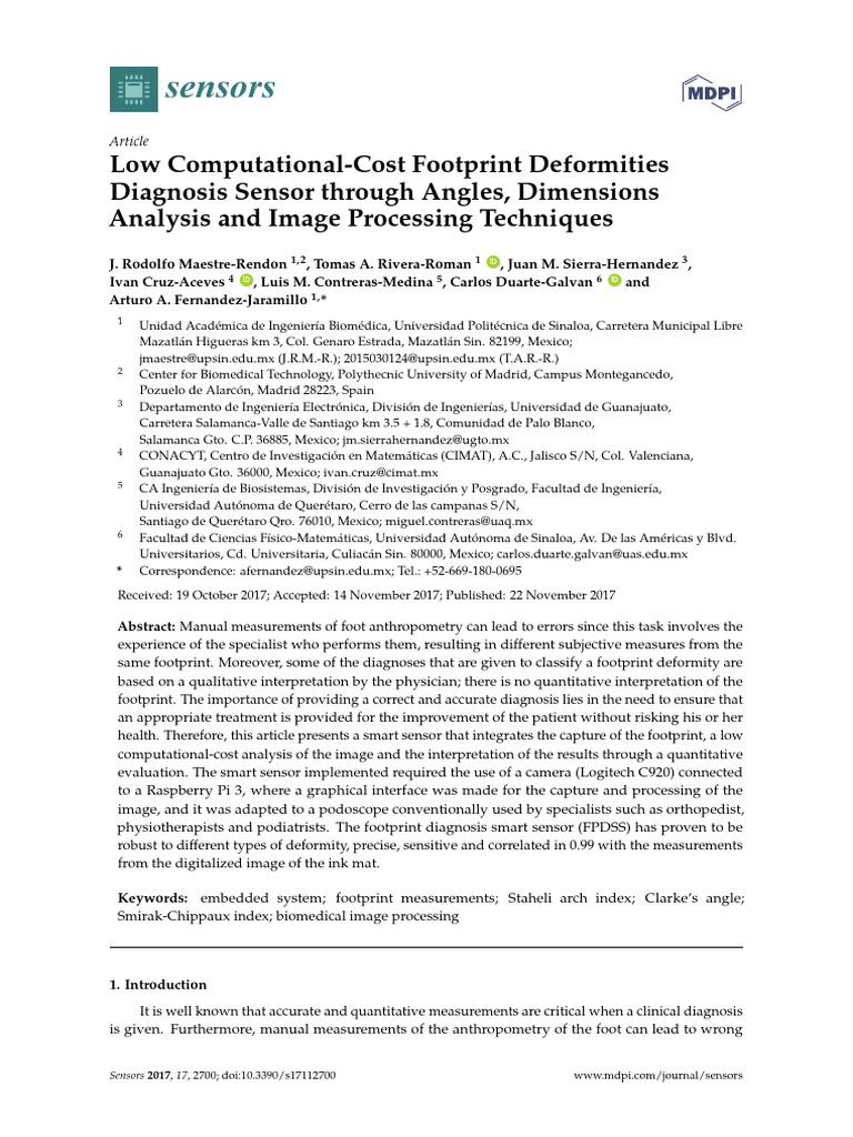 Low Computational-Cost Footprint Deformities | Download Free PDF | Foot | Rgb Color Model