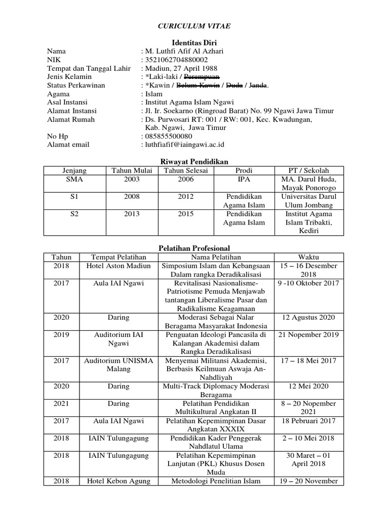 CV M. Luthfi Afif Al Azhari | PDF