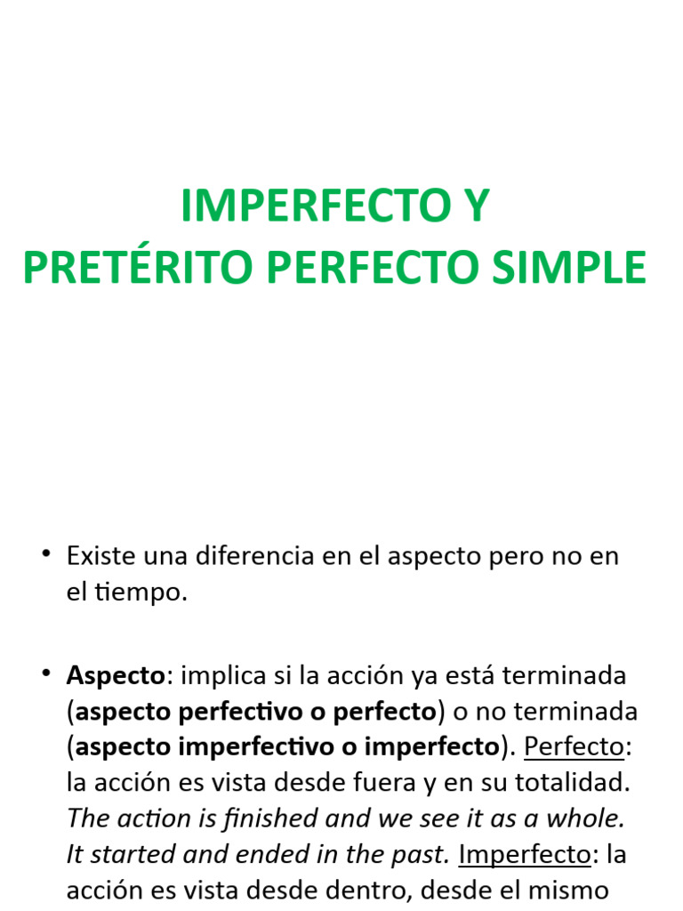 Imperfecto y Preterito Perfecto Simple | PDF | Lingüística | Gramática