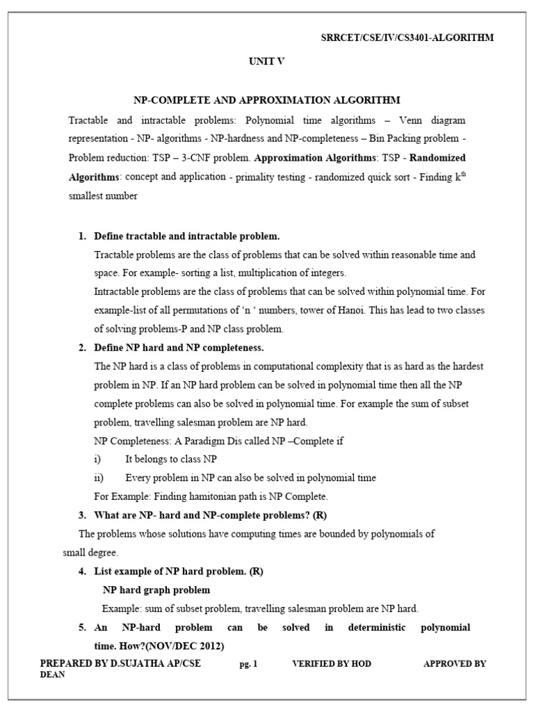 Cs3401 Algorithm Unit5 | PDF | Computational Complexity Theory | Time ... Cs3401 Algorithm Unit5 | PDF | Computational Complexity Theory | Time ...
