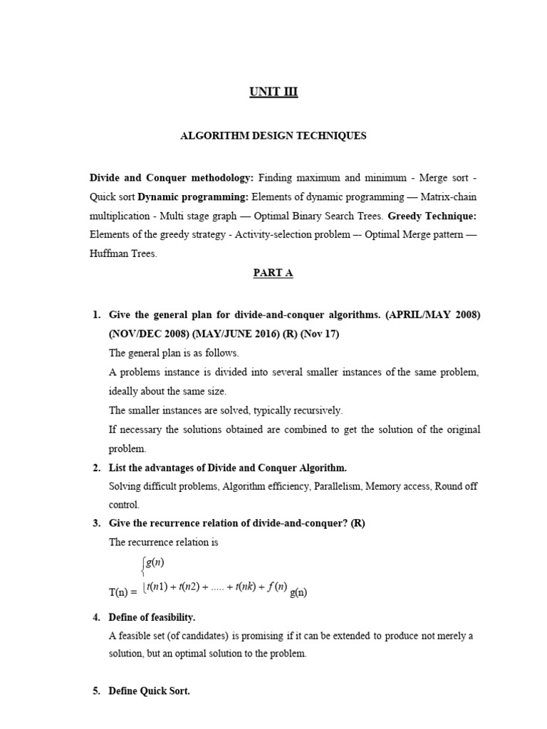 CS3401 Algorithm Unit3 | PDF | Dynamic Programming | Mathematical ... CS3401 Algorithm Unit3 | PDF | Dynamic Programming | Mathematical ...