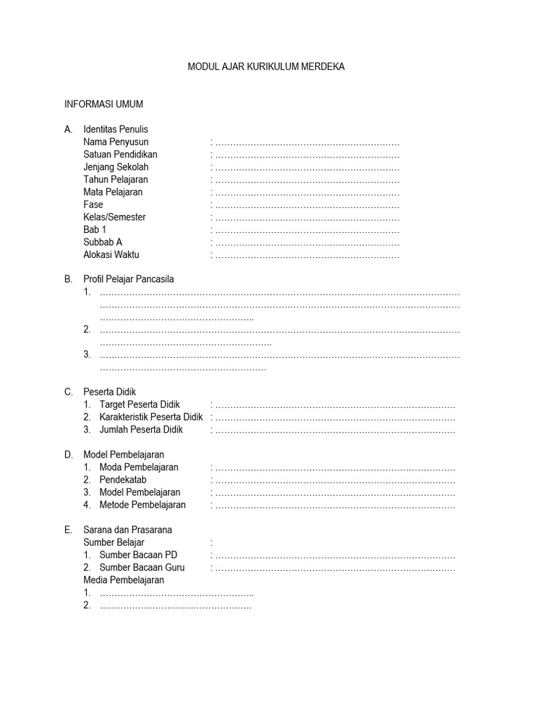 Format Modul Ajar | PDF