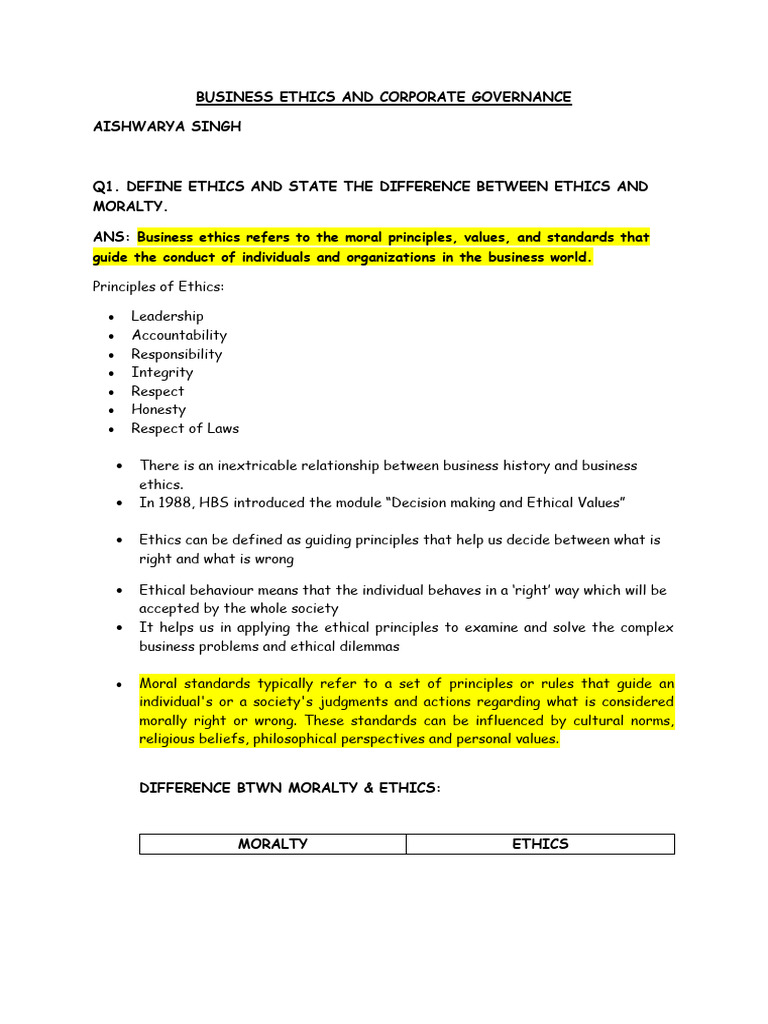 Business Ethics and Corporate Governance | PDF | Sarbanes–Oxley Act ...