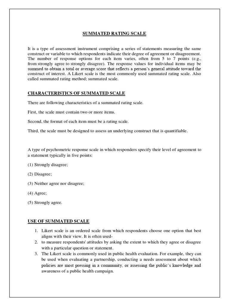 Understanding Summated Rating Scales | PDF | Likert Scale | Attitude ...
