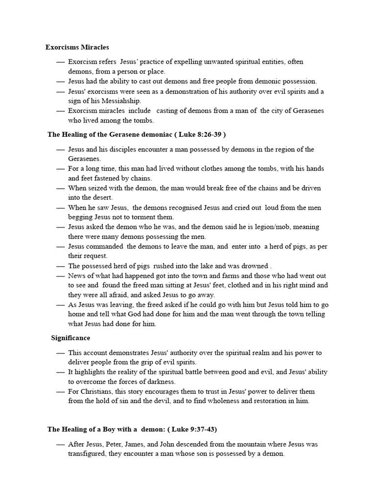 Exorcism Miracles | PDF | Jesus | Religious Belief And Doctrine