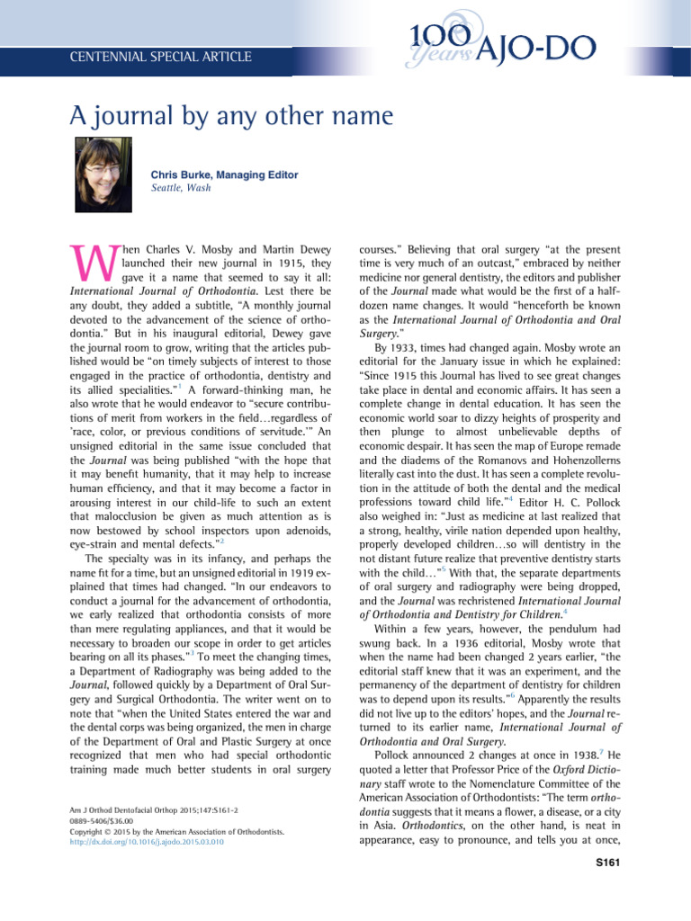 A Journal by Any Other Name | PDF | Orthodontics | Dentistry