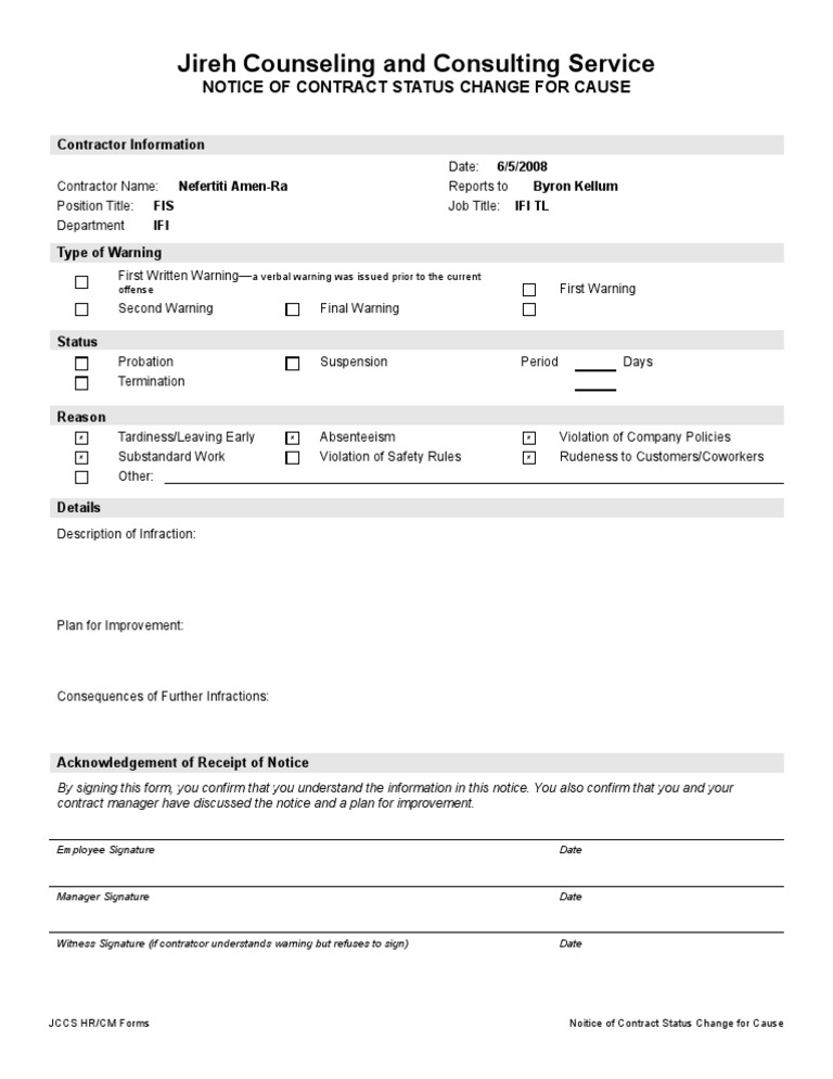 Contract Termination Notice | PDF