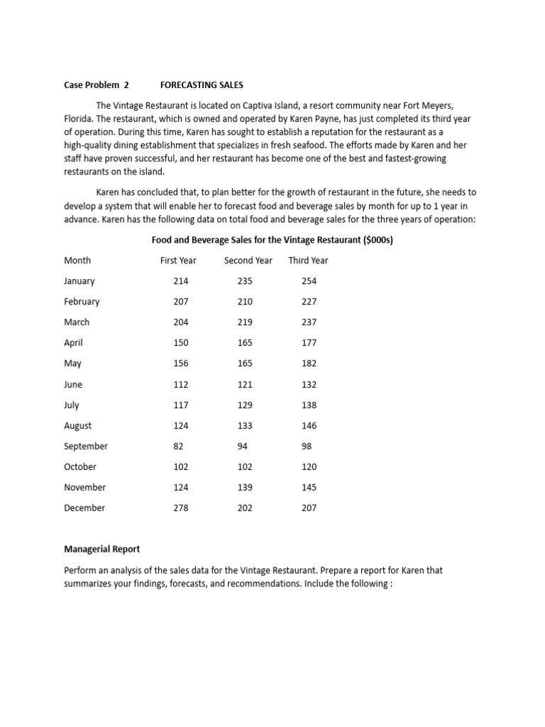 Peñamante - Case Study 2 | PDF | Forecasting | Restaurants
