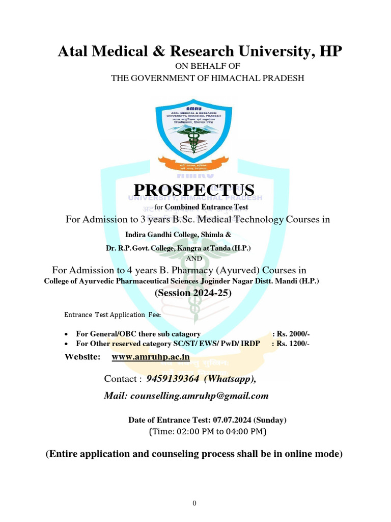 Final Combined Prospectus B.SC Med Tech B Pharma Ayurved 2024 25 With ...