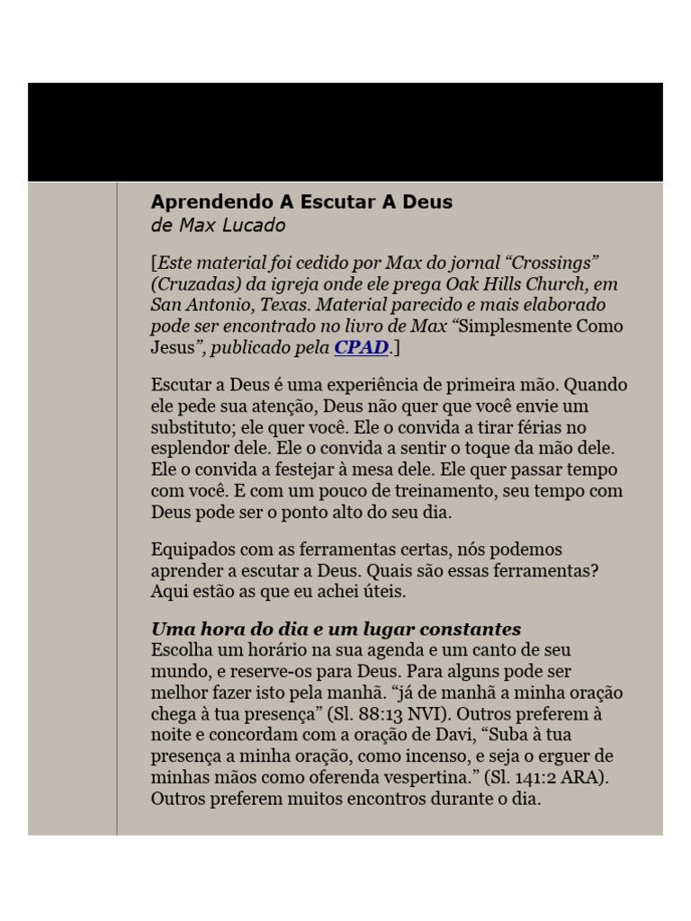 Como Escutar a Deus Eficazmente | PDF | Tempo | Bíblia
