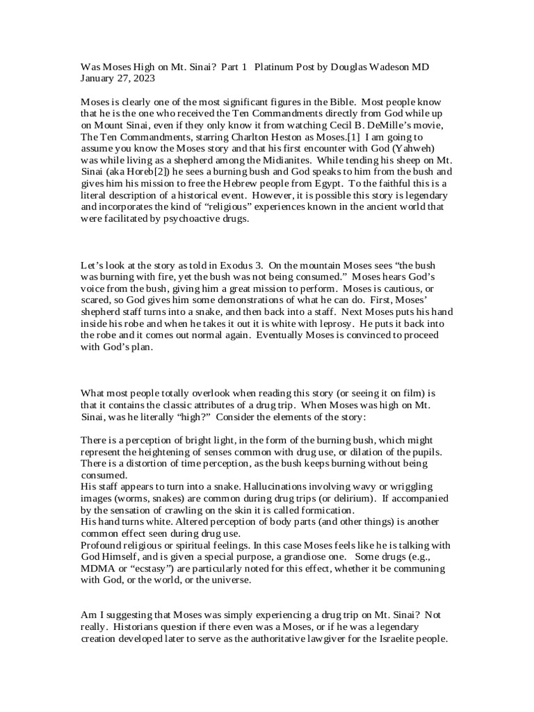 Was Moses High On Mount Sinai? | PDF | Moses | Psychoactive Drugs