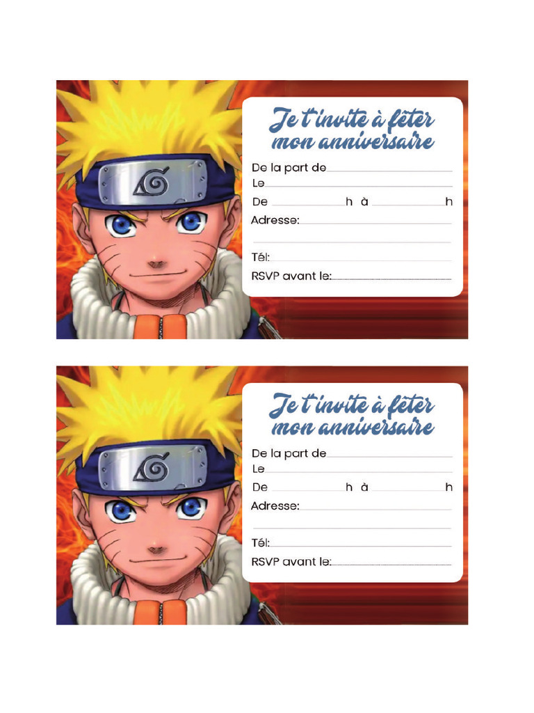 Invitation Anniversaire Naruto Imprimer 1 | PDF