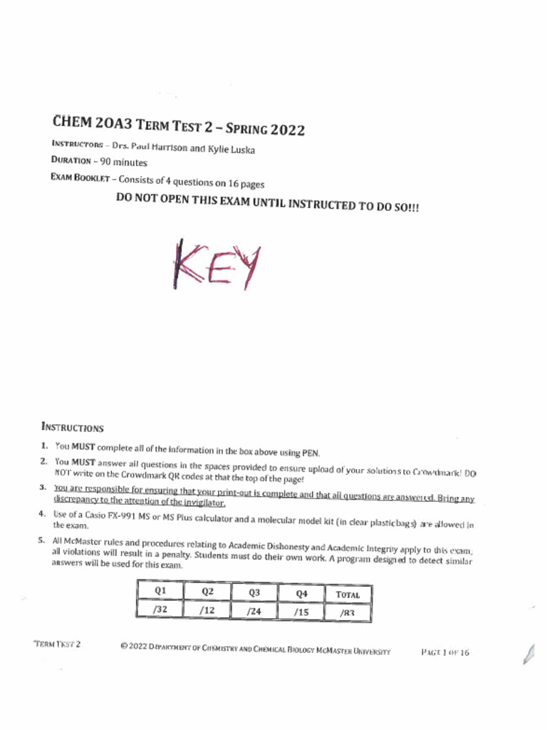 2OA3 Term Test 2 Spring 2022 Answer Key | PDF