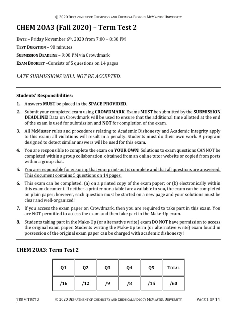 2OA3 Term Test 2 Fall 2020 2 | PDF