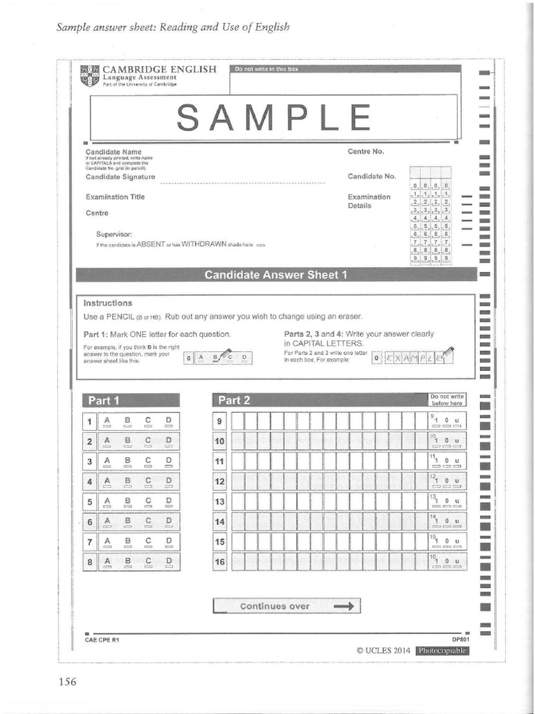 Answer Sheets Version 2015 | PDF
