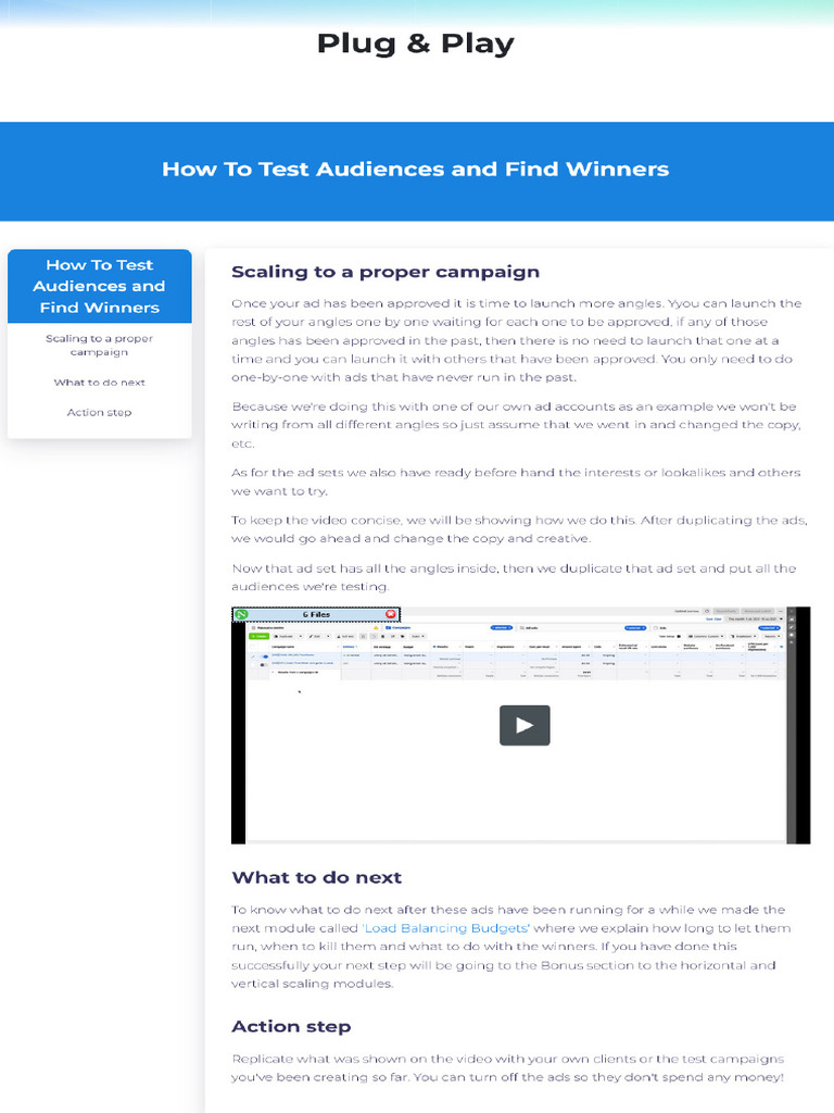 6 - How To Test Audiences and Find Winners Plug & Play | PDF