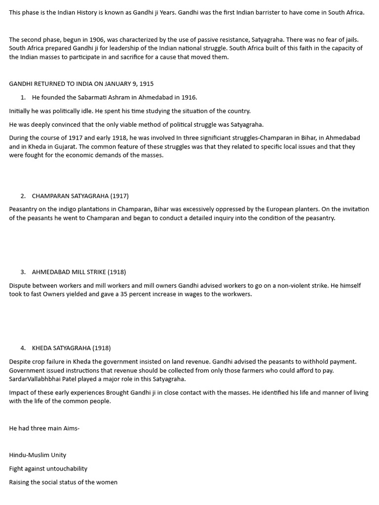 This Phase Is The Indian History Is Known As Gandhi Ji Years | PDF | Mahatma Gandhi | Nonviolence