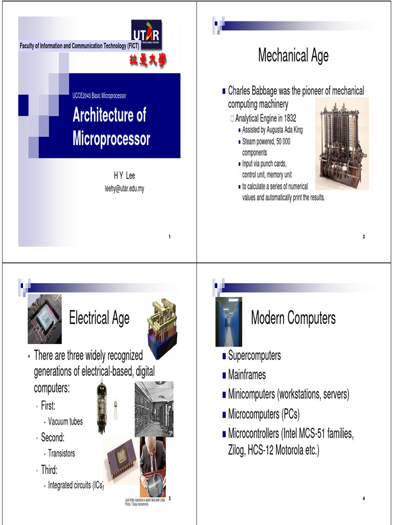 Lecture 1 Architecture Of Microprocessor Pdf Central Processing Unit Microprocessor