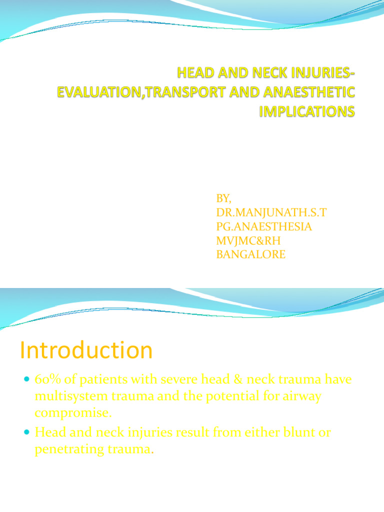 Head & Neck Injuries Evaluation and Transport | PDF | Major Trauma ...