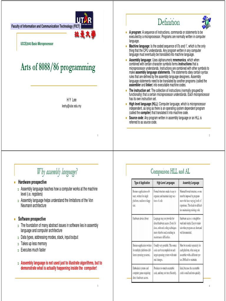 Lecture 2 - Arts of x86 Programming | PDF | Assembly Language | Computer Program