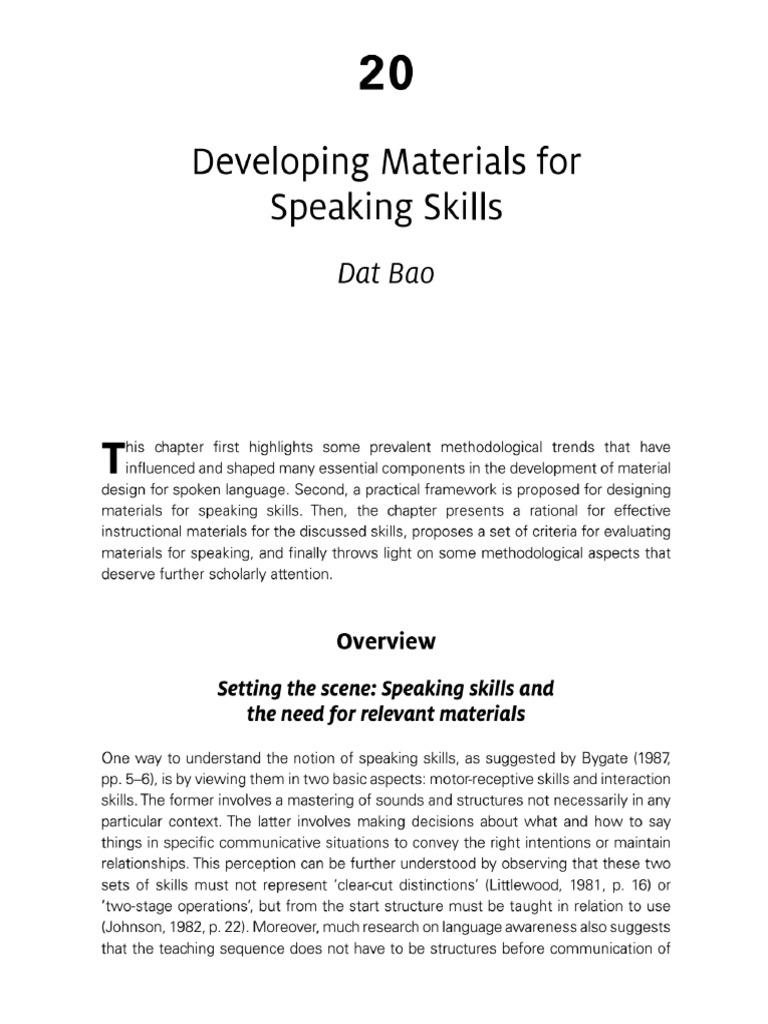 Developing Materials For Speaking Skill | PDF