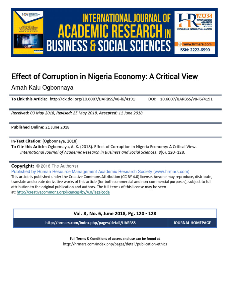 Effect of Corruption in Nigeria Economy A Critical | PDF | Political ...