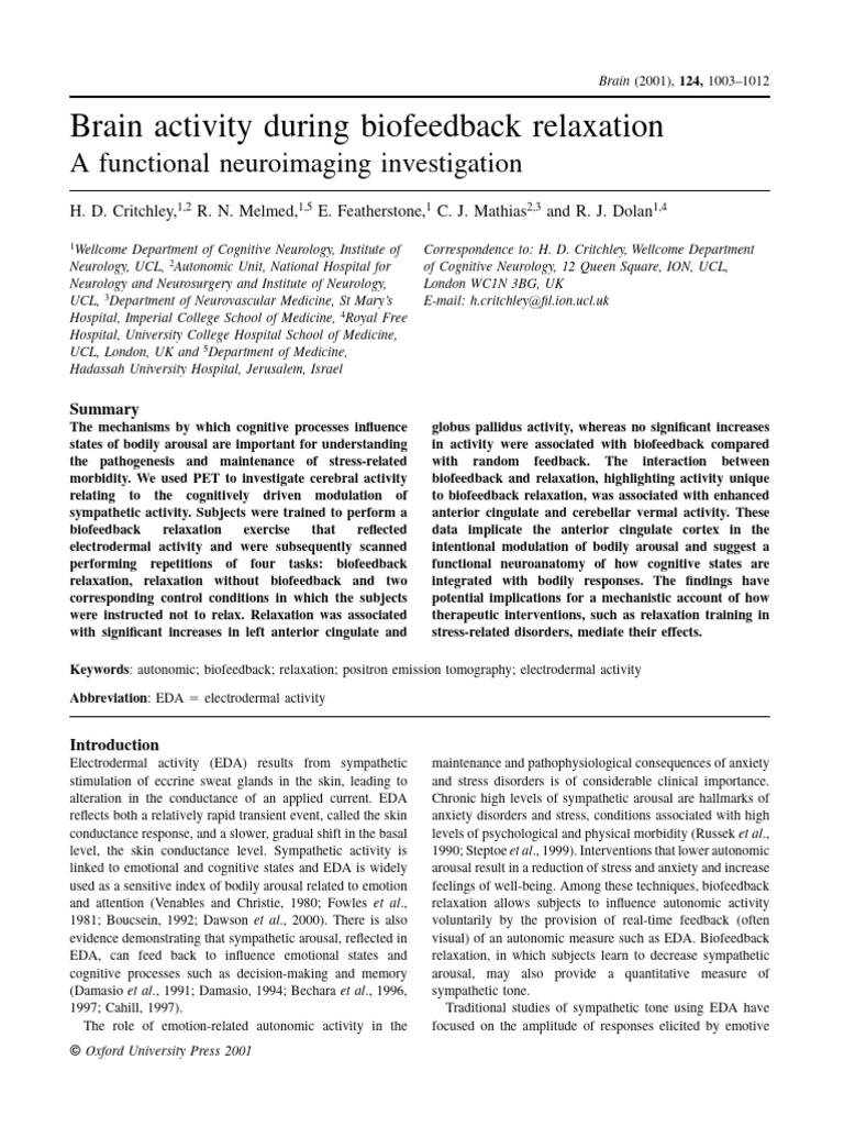 1003 Relaxation Brain Activity | PDF | Cingulate Cortex | Anterior Cingulate Cortex