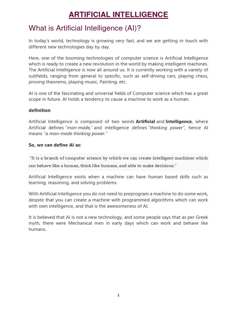 Ai 1 | PDF | Artificial Intelligence | Intelligence (AI) & Semantics