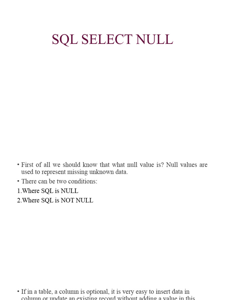 Sql Select Null Pdf Databases Sql
