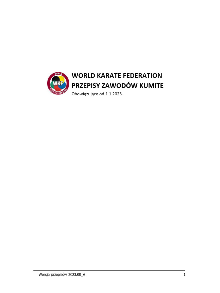 Przepisy WKF Knrjdnumite 2023 - 15.02.23 | PDF