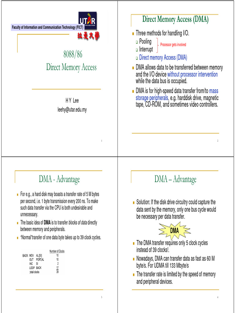 Lecture 9 - Direct Memory Access | PDF | Computing | Computer Architecture