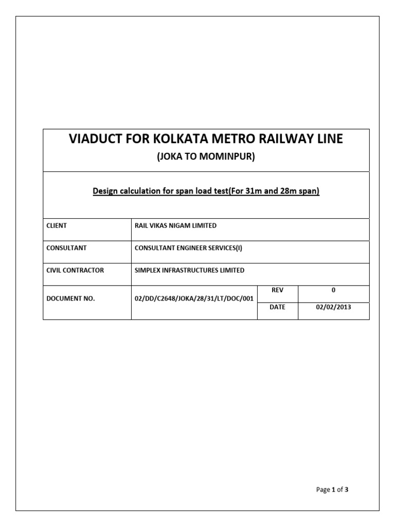 Kolkata Metro Viaduct Load Test Design | PDF | Mechanical Engineering
