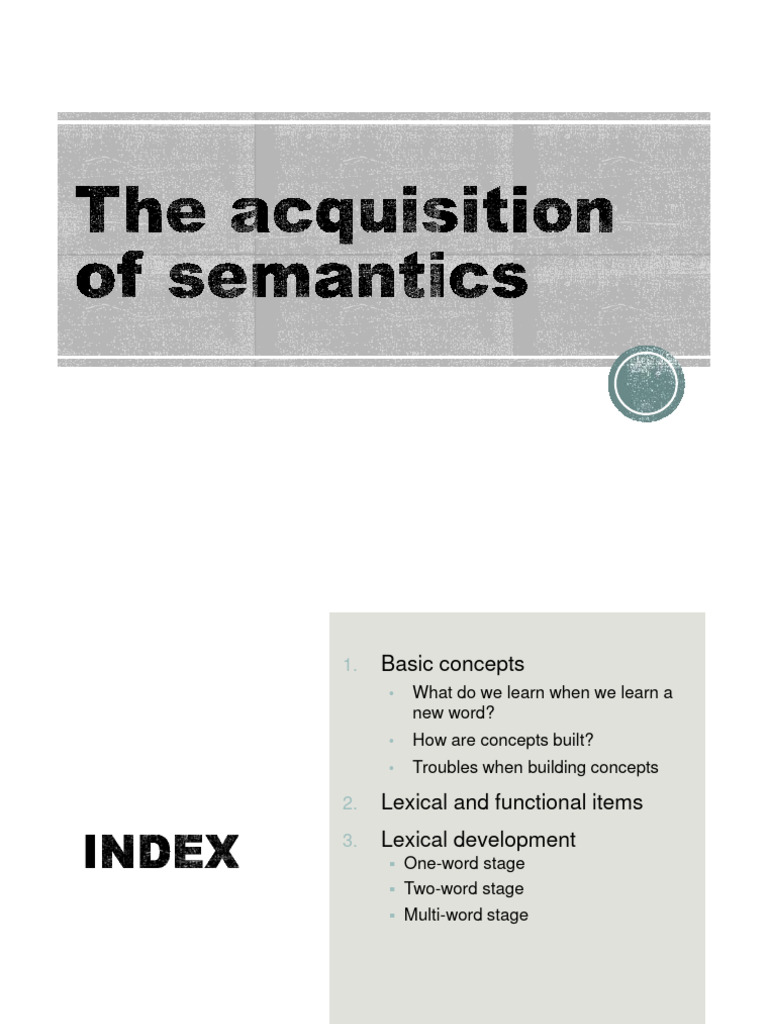 Semantics Acquisition | PDF | Word | Part Of Speech